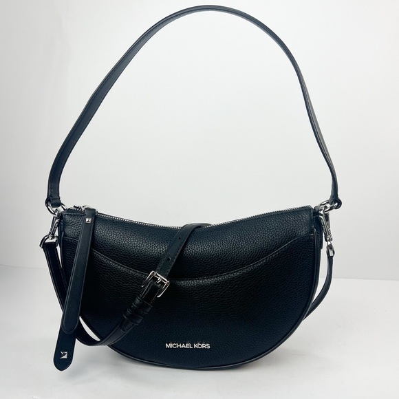 Michael Kors | Bags | Michael Kors Dover Half Moon Medium Black Pebble ...